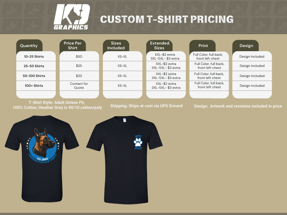Custom K9 Unit T-Shirts – Full Color, Two Imprint, Artwork Included ...